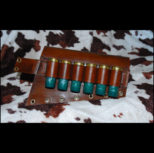 Leather buttstock shell holder for 12 gauge 1887 shotgun: By DiD-ArT