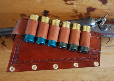Leather buttstock shell holder for 12 gauge shotgun: By DiD-ArT